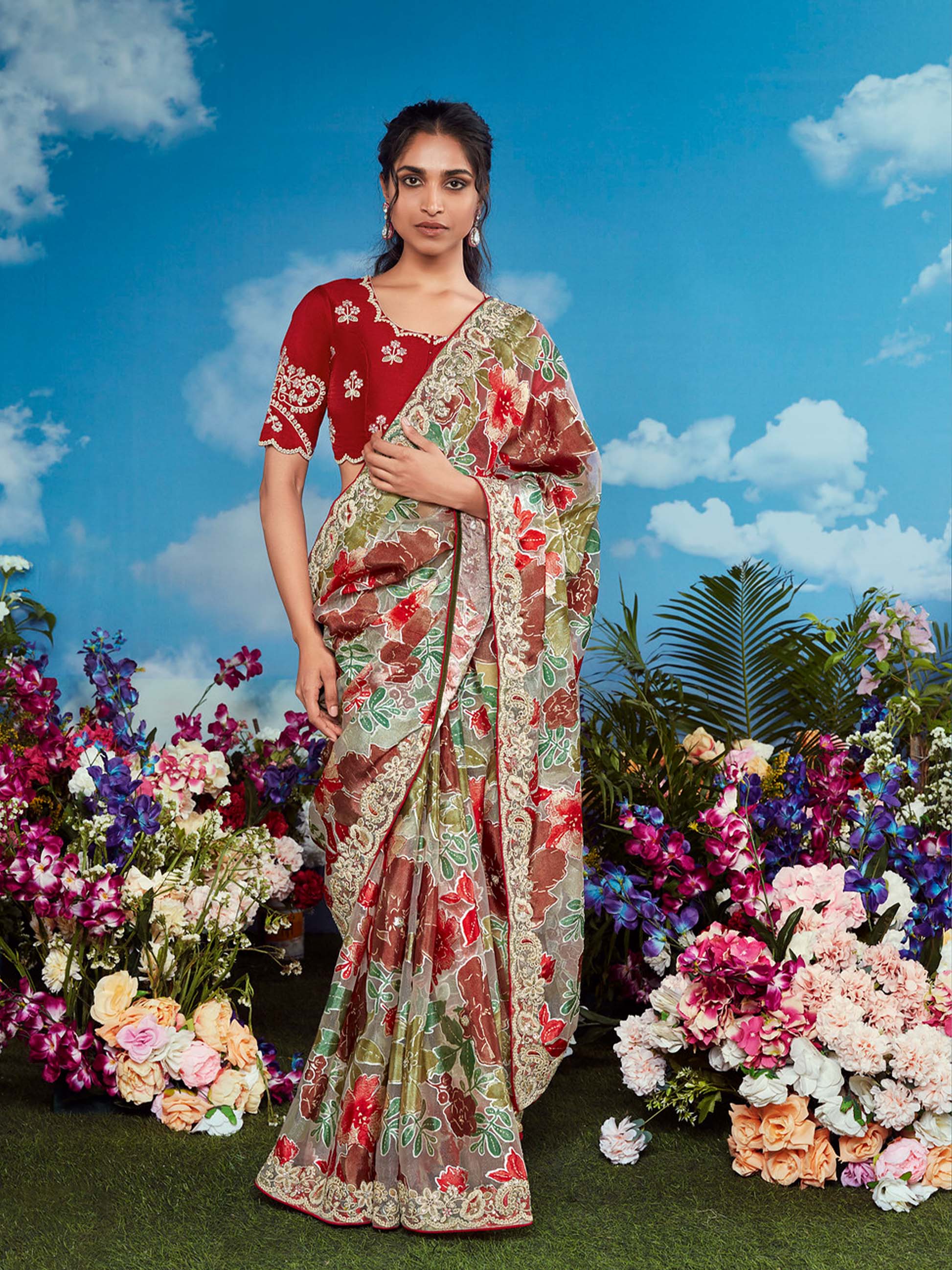Bagicha Pure Organza Tissue Saree